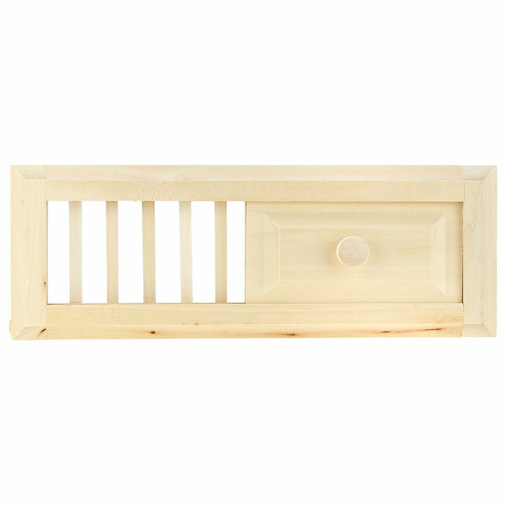 Решетка вентиляционная КНР деревянная 34х12 см "Малая", с задвижкой, липа