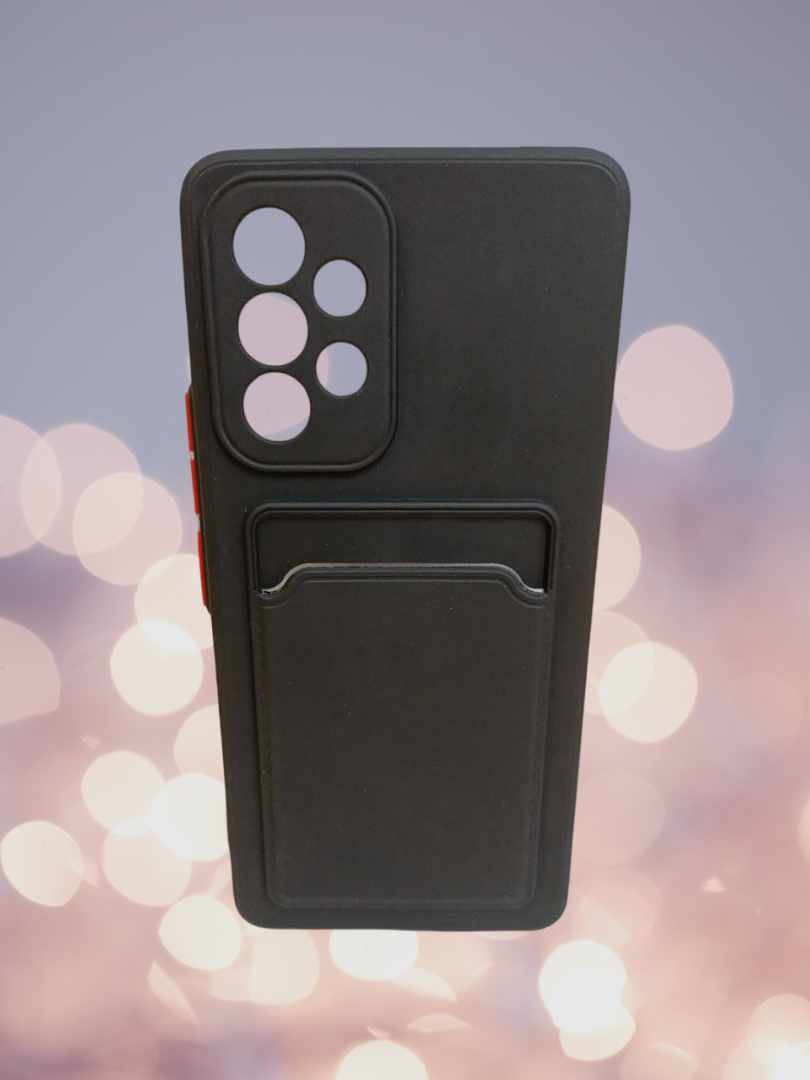 Кейс защитный чехол с кармашком под карту для samsung A53, черного цвета