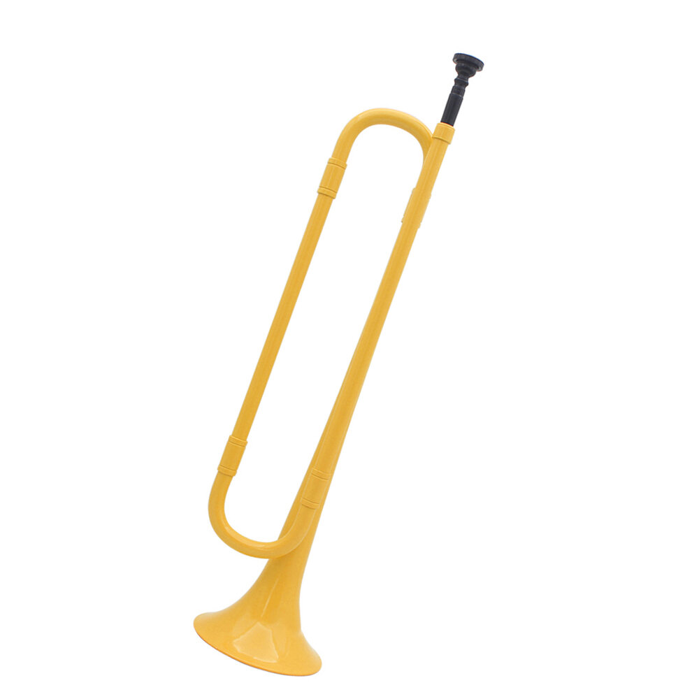 Ammoon Труба кавалерийская B Flat из экологичного пластика ABS с соплом, желтый цвет, размер 44*11 см, вес 130 г, для школьников и студентов оркестра, комплект включает 1 трубу и 1 сопло (черное или белое, отправляется случайно)