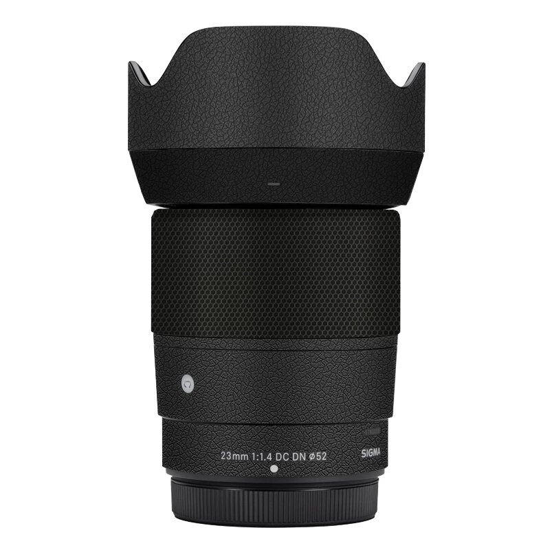 Защитная пленка для объектива Sigma 23mm f/1.4 Fuji Mount - черная матовая пленка с 3M клеем, кожаный рисунок