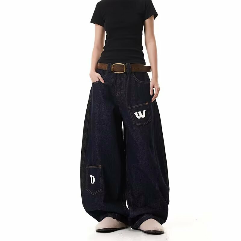 JYL Джинсы Мужские Буткют Винтажные Дизайн Свободные Широкие Длинные Деним, Размер_XXL