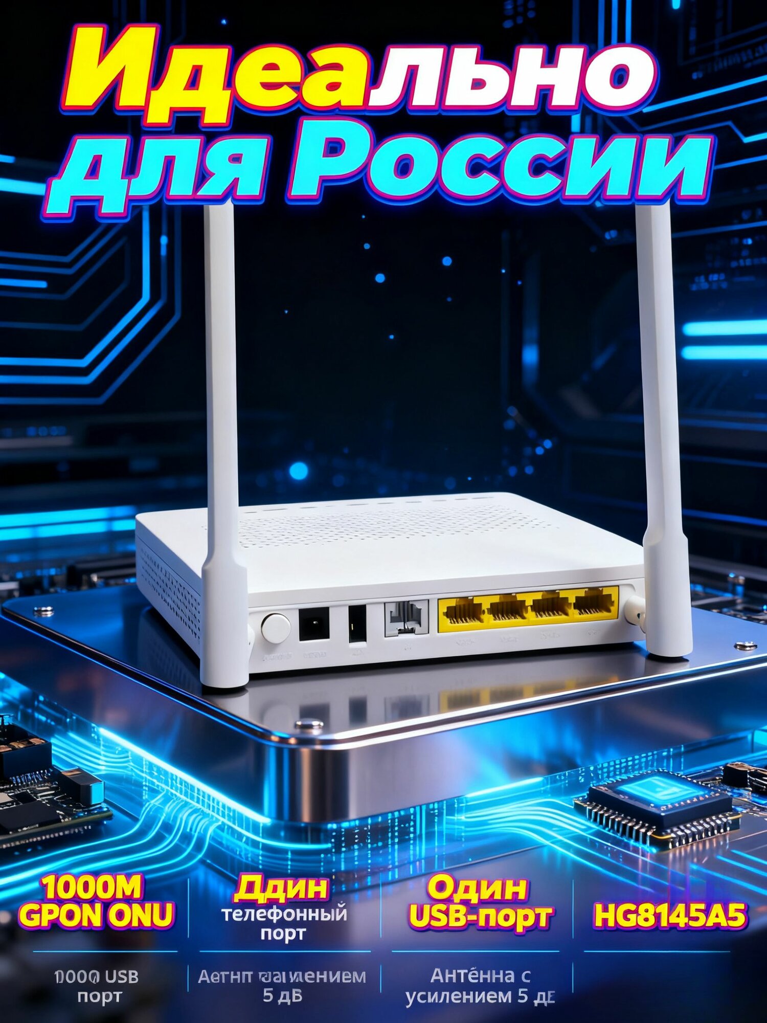ONT/ONU GPON роутер EG8145A5 GPON 1 порт 1 Гбит/с + 3 порта 100 Мбит/с Wi-Fi 2.4 ГГц