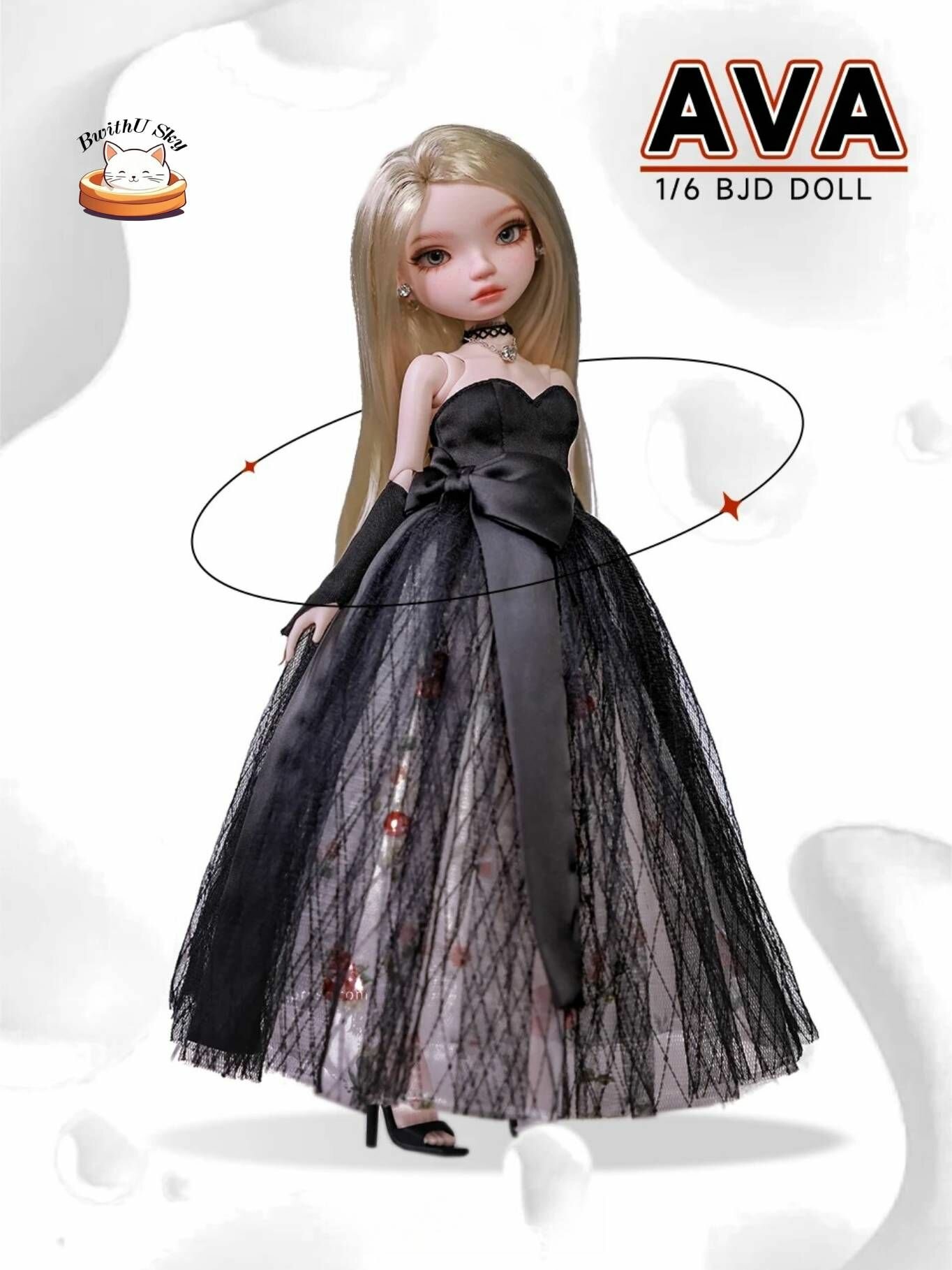 BwithU - Удивительная 1/6 BJD кукла Ava в элегантном черном платье. Искусство в каждой детали!