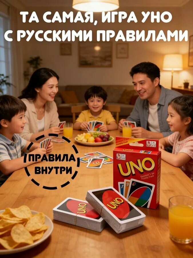 Настольная игра UNO карточная игра УНО с правилами на русском языке