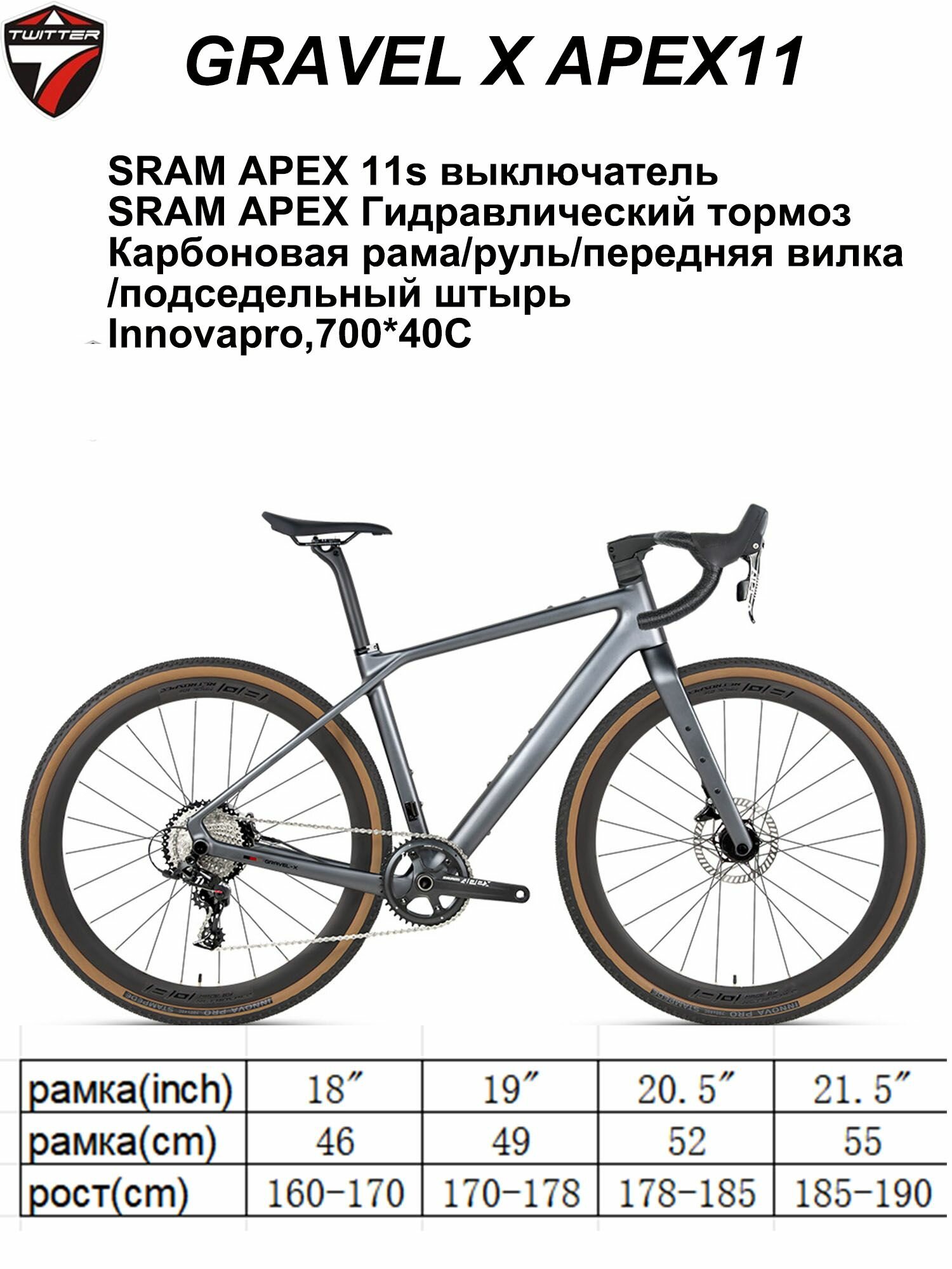 Карбоновый шоссейный велосипед, GRAVEL X, SRAM APEX11, подходит для гравийных дорог, шины 700*40C