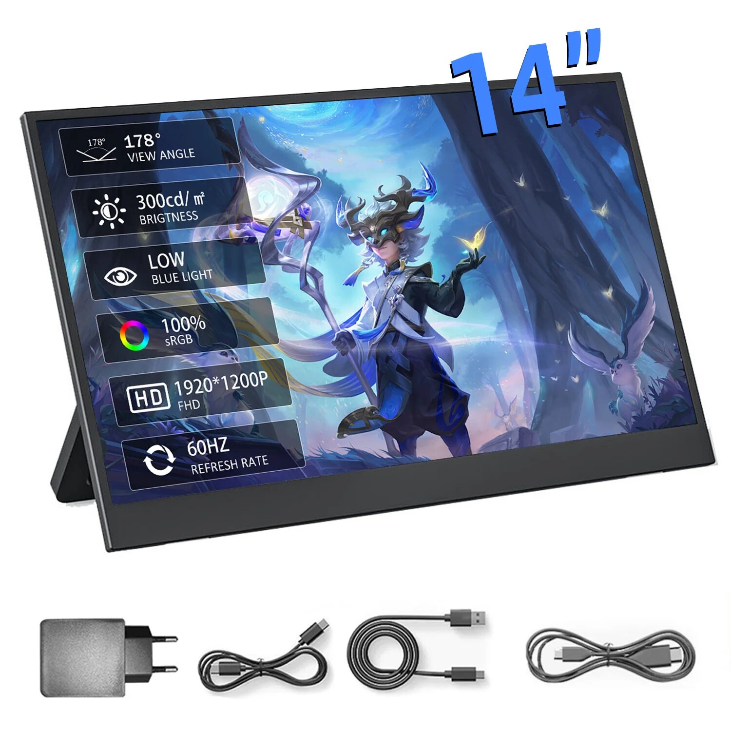 RATEYUSO 14-дюймовый портативный монитор 1200P IPS