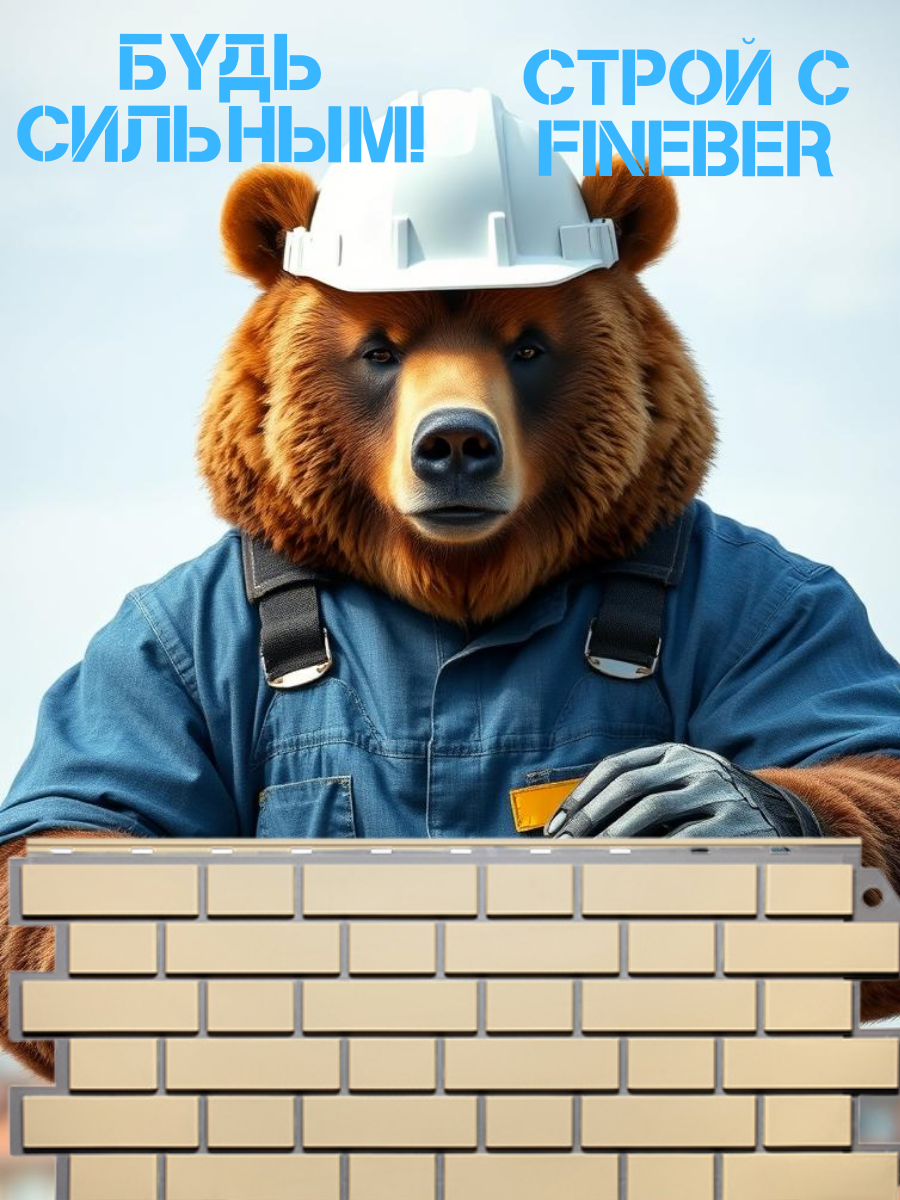 Фасадная панель Fineber "Кирпич клинкерный", желтый, полипропилен, 1126x474x12 шт