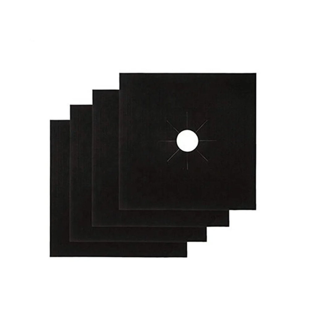 Многоразовая защита для газовых плит/накладки для плиты/защита от брызг жира, комплект 4 шт. цвет черный