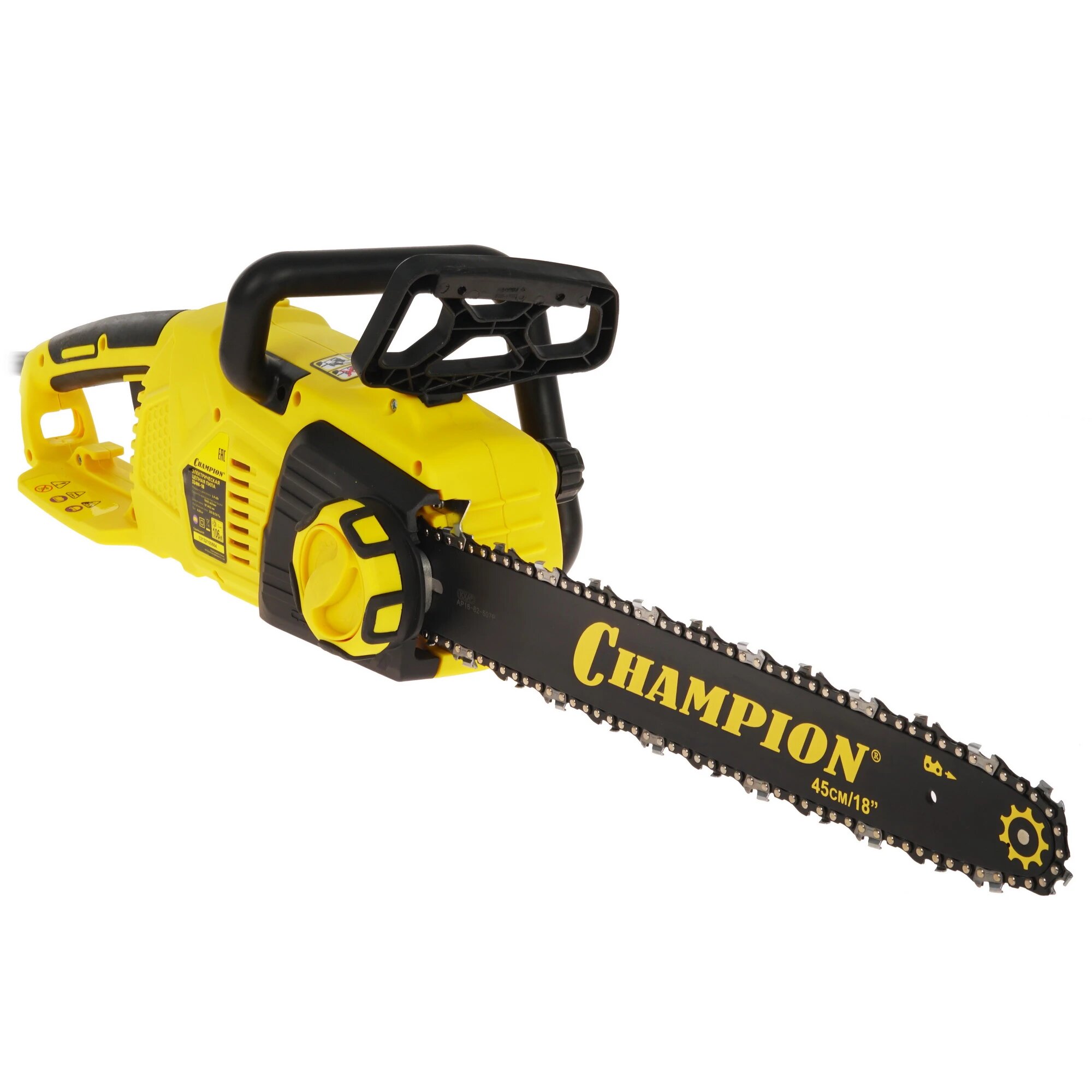Пила цепная электрическая Champion 324N-18 желтый/черный, 2400 Вт