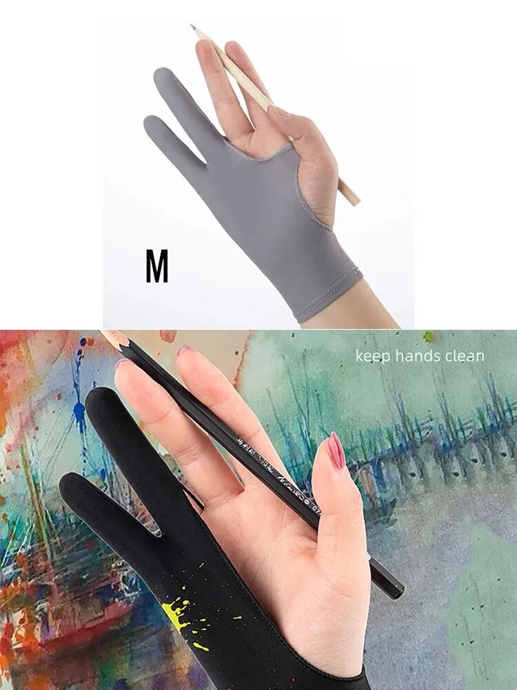 1 шт. Художник перчатка для рисования любого графического планшета черный 2 пальца противообрастающие как правой, так и левой руки