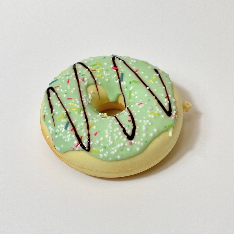 Squishy медленный отскок PU моделирование 8cm пончик хлеб распаковать игрушку подвеска зажим реквизит Зеленый пузырь