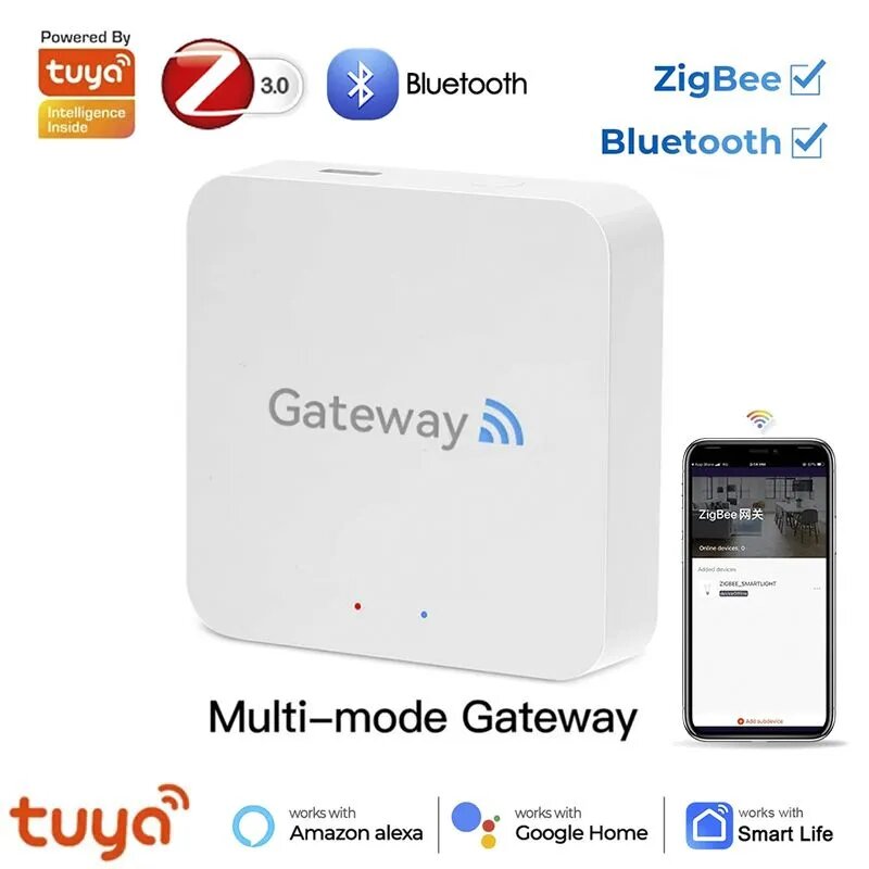 Умный беспроводной шлюз Zigbee, хаб zigbee3.0 + BLE5.0, Tuya