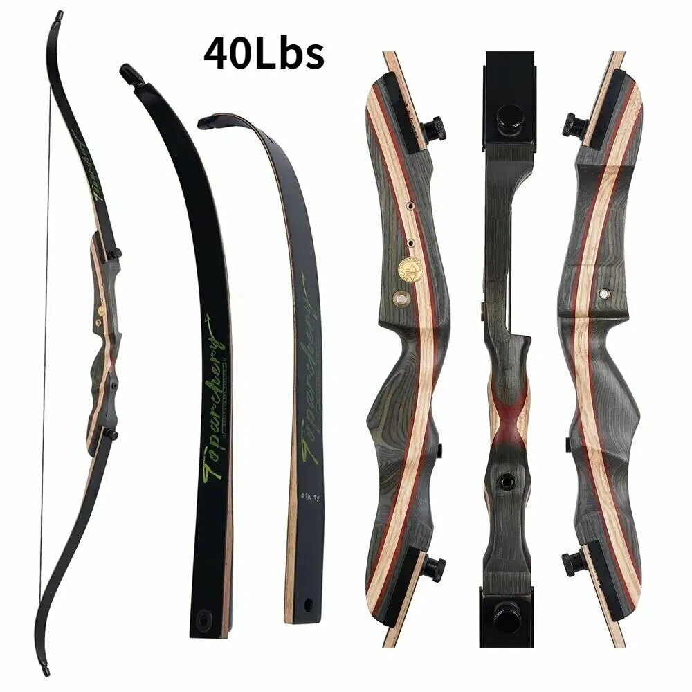 62-дюймовый рекурсивный лук, разборный охотничий лук, 40 фунтов, правый лук, деревянная рука