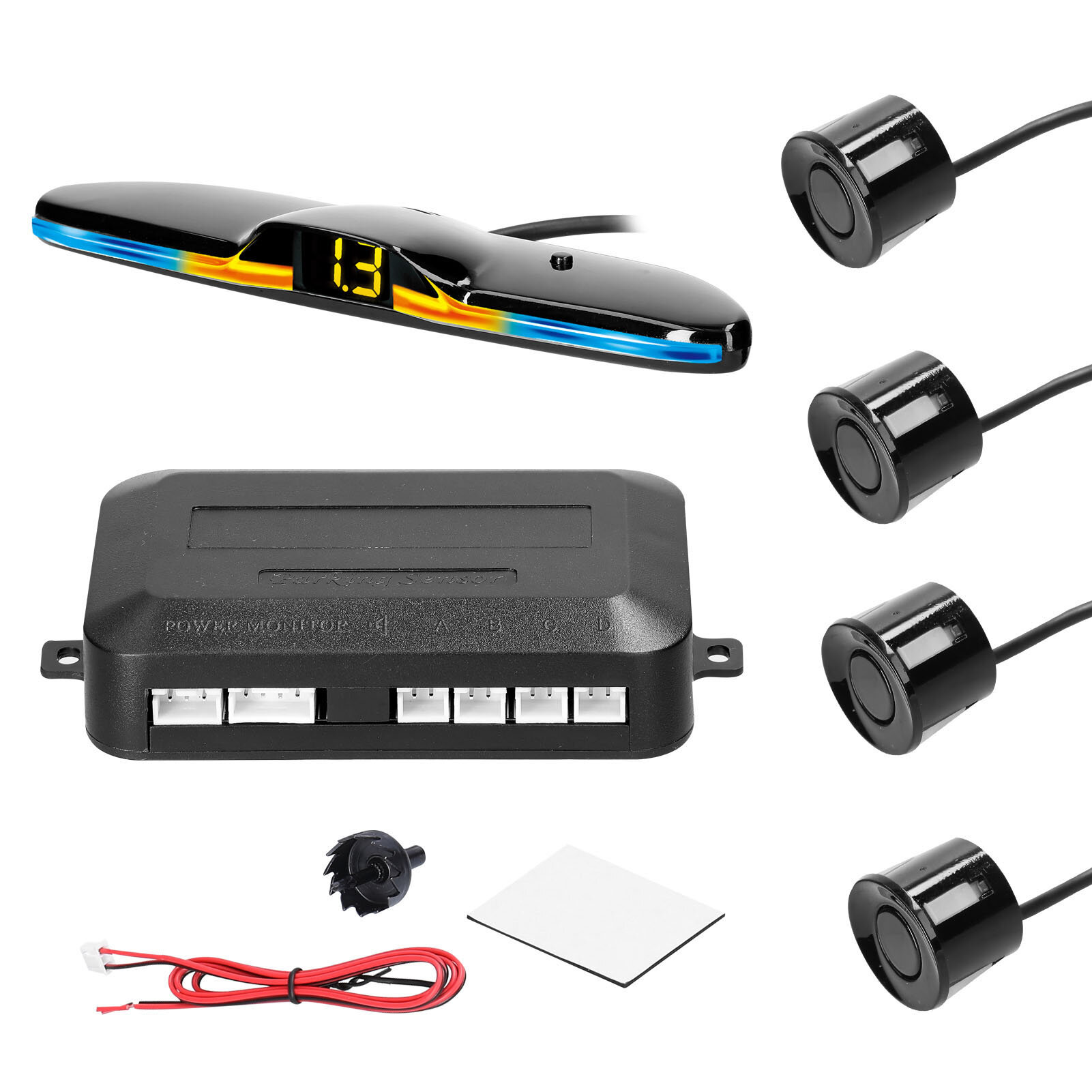 Датчик парковки Автомобиля Система Радаров Заднего Хода с 4 Датчиками Определения Расстояния Светодиодный Световой Дисплей Предупреждающий Зуммер