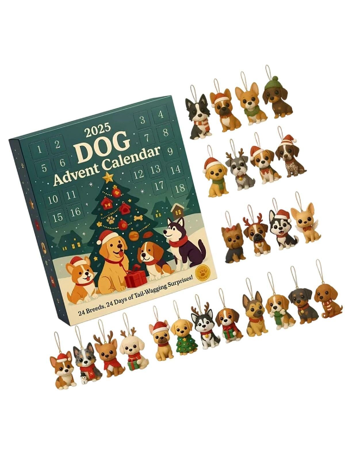 Рождественский адвент-календарь для собак С обратным отсчетом 24 дней со скрытой игрушкой Для детей