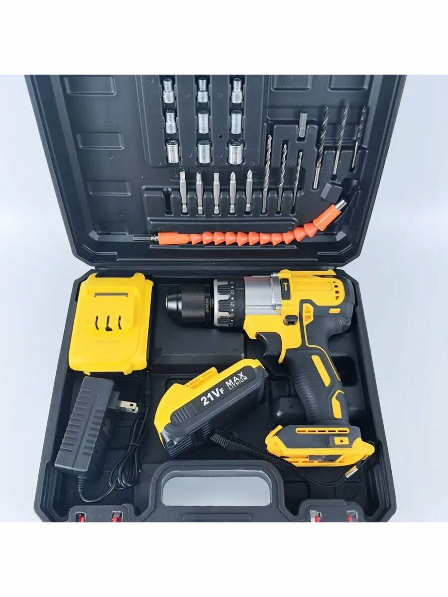 Профессиональная ударная дрель для бетона и кирпича с регулировкой скорости, реверсом и быстрозажимным патроном.