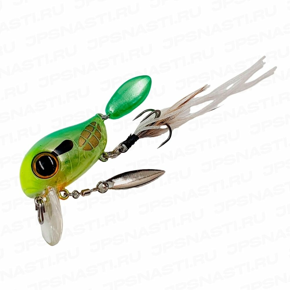Японский поверхностный воблер на голавля Micro Tappy 54, 4.8 г, chartreuse grasshopper / Рыболовные приманки для ловли хищника / Воблеры на жереха