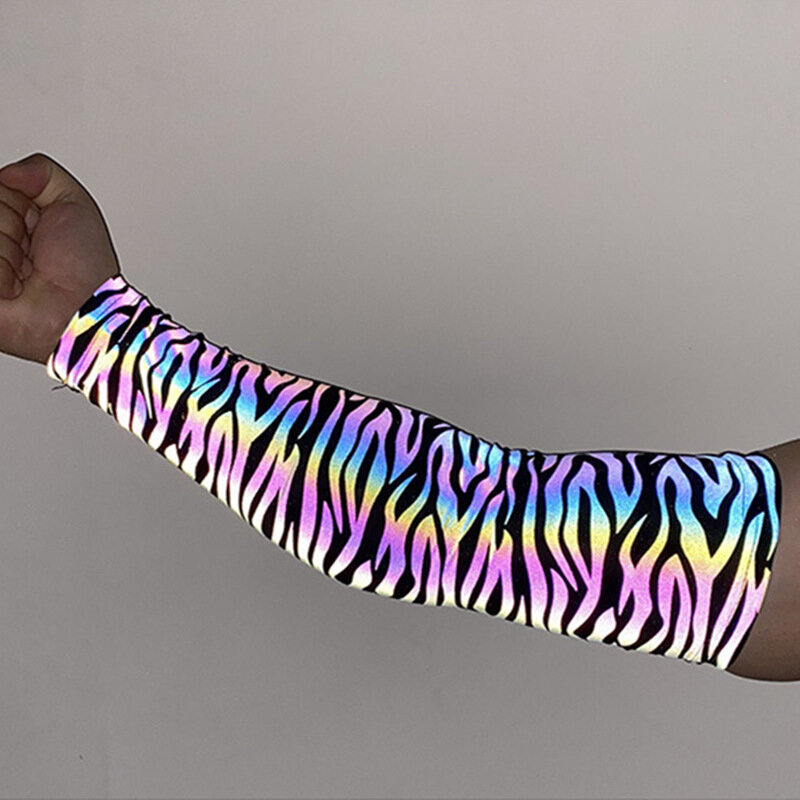 Поставляемые заводом светоотражающие нарукавники для мужчин, летние солнцезащитные нарукавники, вязаные дышащие нарукавники с ярким лазерным принтом.