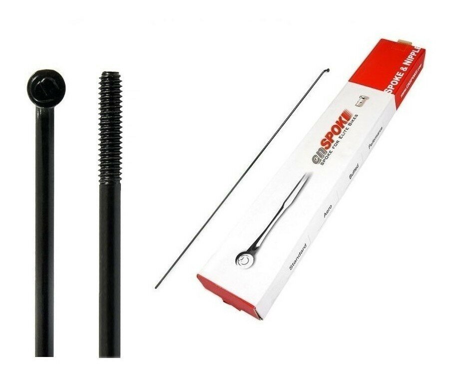 Спицы cnSPOKE 14G 2.0 x 270 мм, без ниппелей, окрашенная сталь, черный, 100 шт/упак