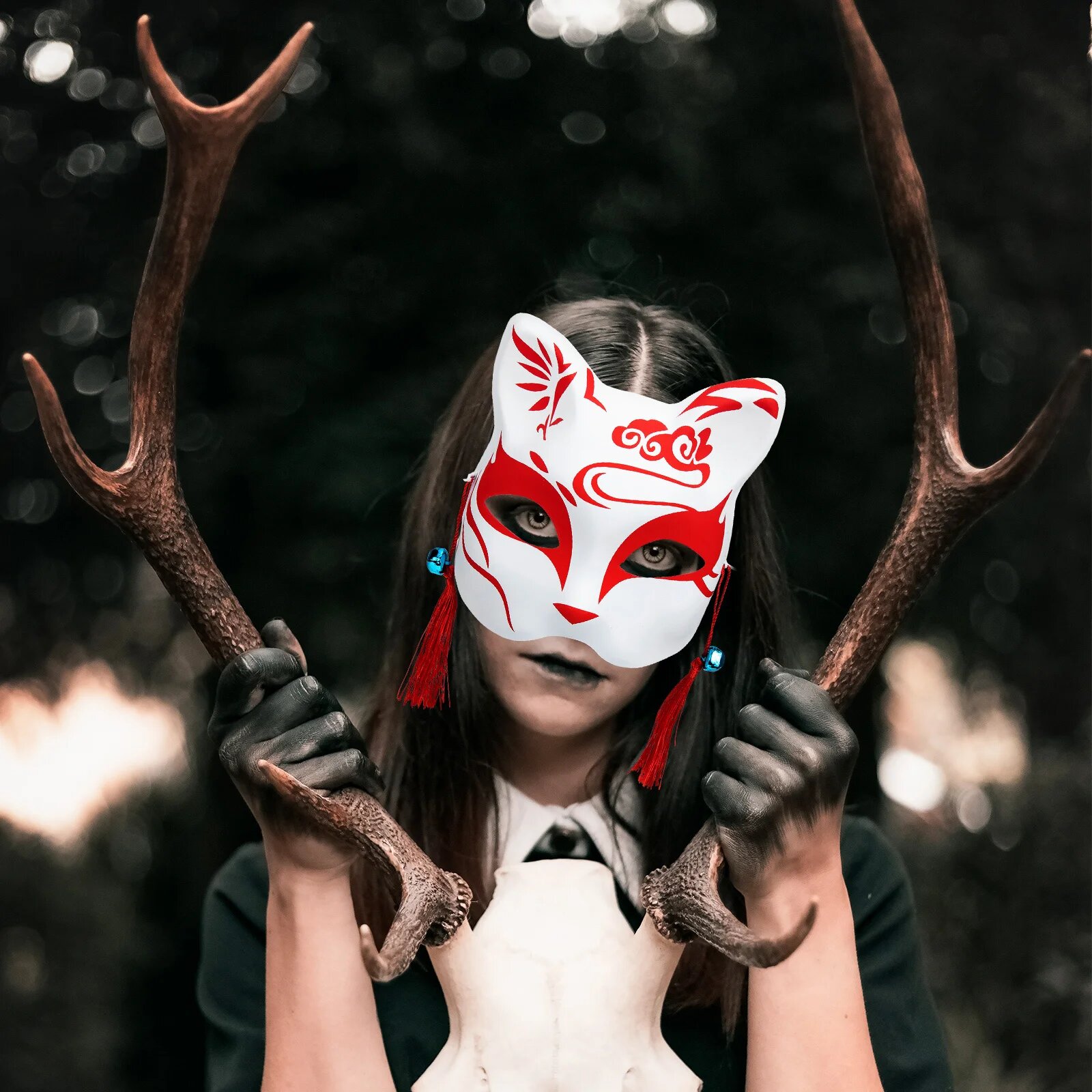 2 шт, маска лисы, нежная половина лица, многоразовая вечеринка с животными, праздничный аксессуар, портативный декоративный маскарад в японском стиле