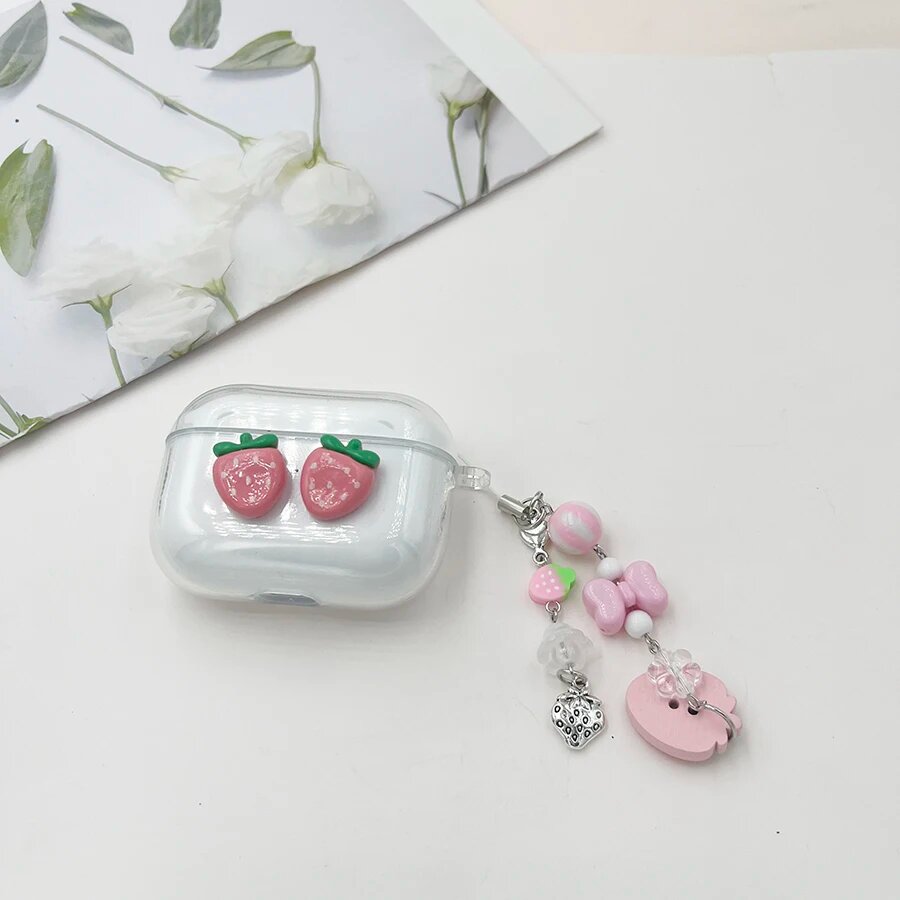 Силиконовый чехол с подвеской вишня для Realme Buds T310 T300 T110 T100 T01 For Realme buds T300, A2