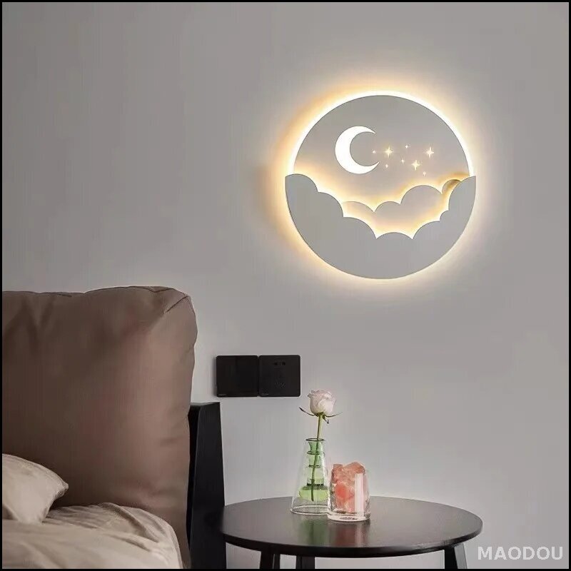 Настенный светильник zhiwudeng с облаками и звездами, 3 colors adjustable, Star Moon 24CM