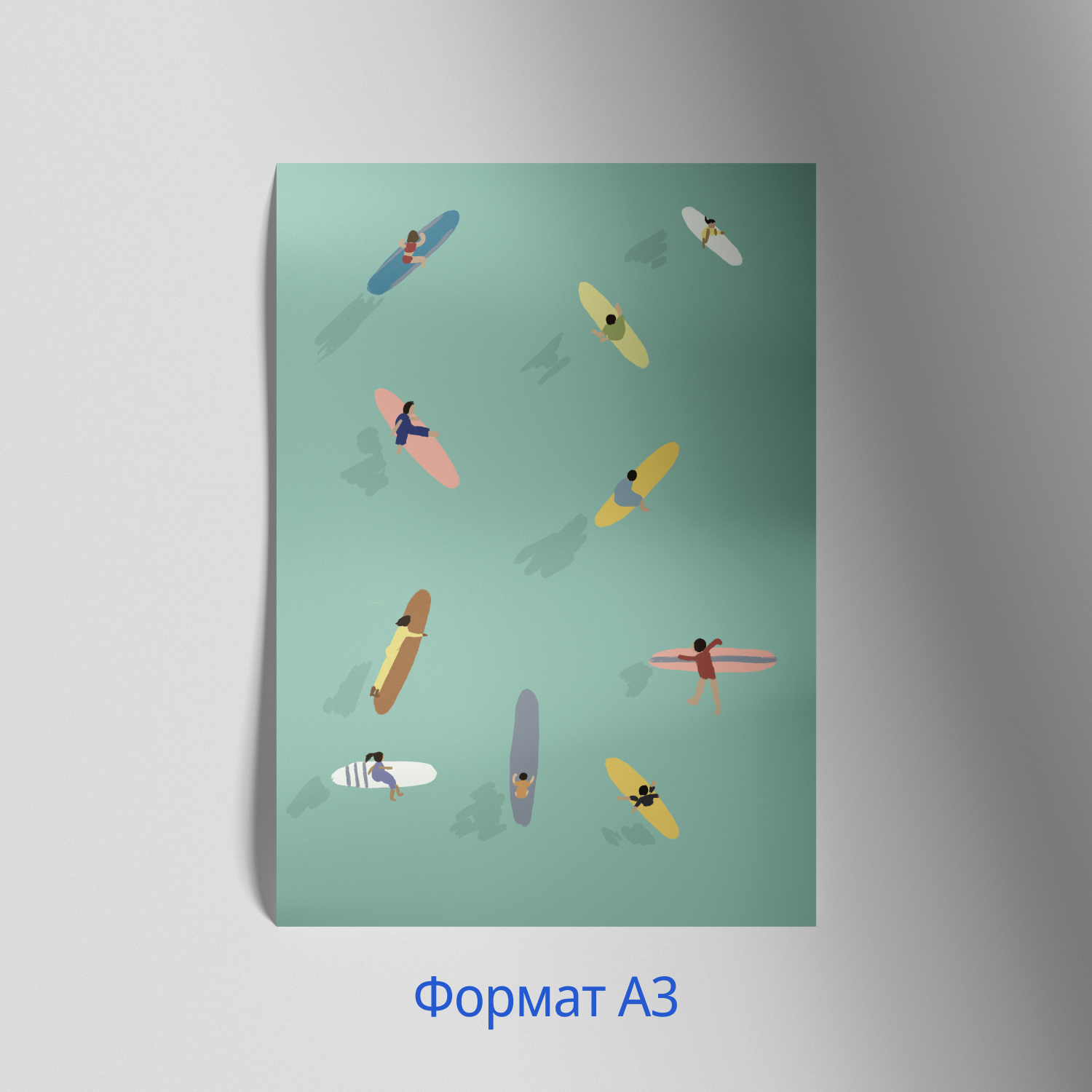 Постер без рамы A3 "SURFING", бумага, цифровая печать, формат А3 30x42 см в стиле Pinterest