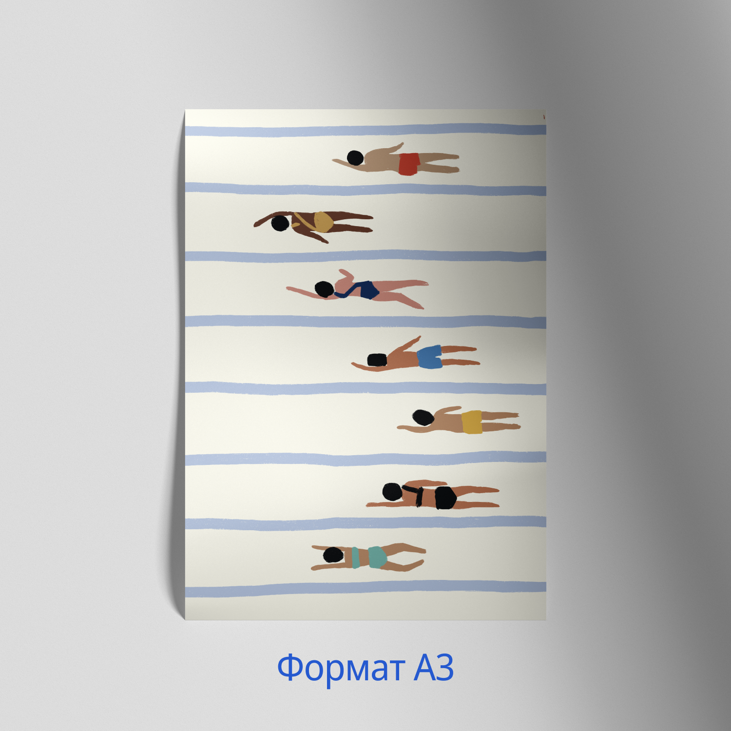 Постер без рамы A3 "SWIMMING", бумага, цифровая печать, формат А3 30x42 см в стиле Pinterest