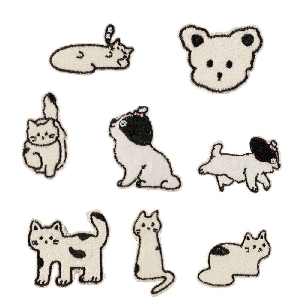 8 ПК, вышитые пятна, мультипликационные кошки Железо на аппликации животные шьвы для шляпы для шляпы