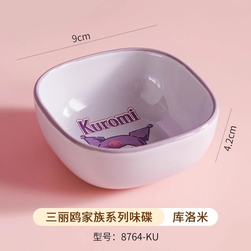 Керамическая посуда Sanrio 4.7inch Рисовая миска Куроми Хелло Китти Миска для лапши Суповая миска Милая домашняя круглая тарелка