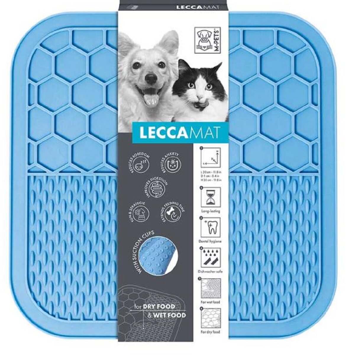 M-PETS Лизательный коврик для домашних животных голубой М 21x21x1 см