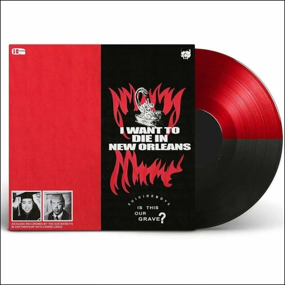 Эксклюзивный реиздание виниловой пластинки SuicideboyS I Want To Die In New Orleans в черно красном прозрачном сплите-