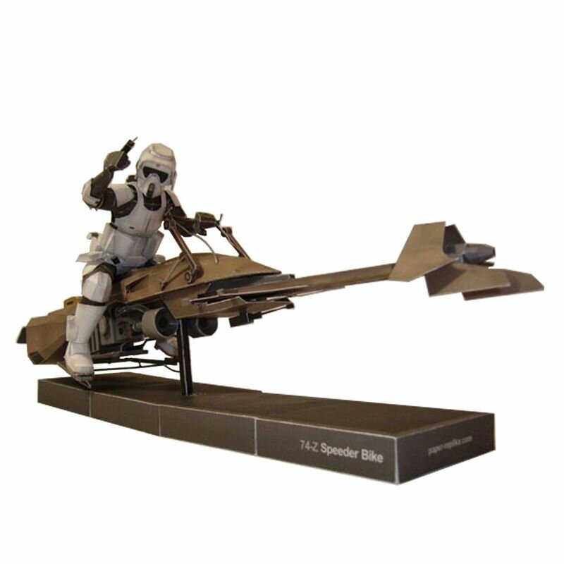 Перехватчик НЛО, бронированный робот, AT-AT, Mecha R2-D2, 74-Z и всадник, бумажная модель