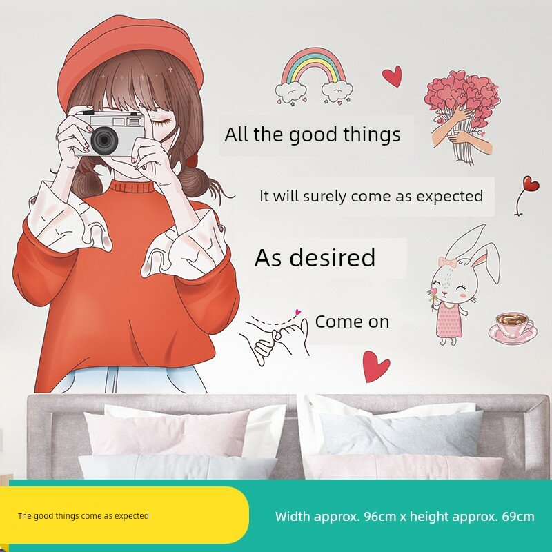 Наклейки на стену для спальни, уютные, самоклеящиеся, для декора стены у кровати, фоновые обои для девичьей комнаты,