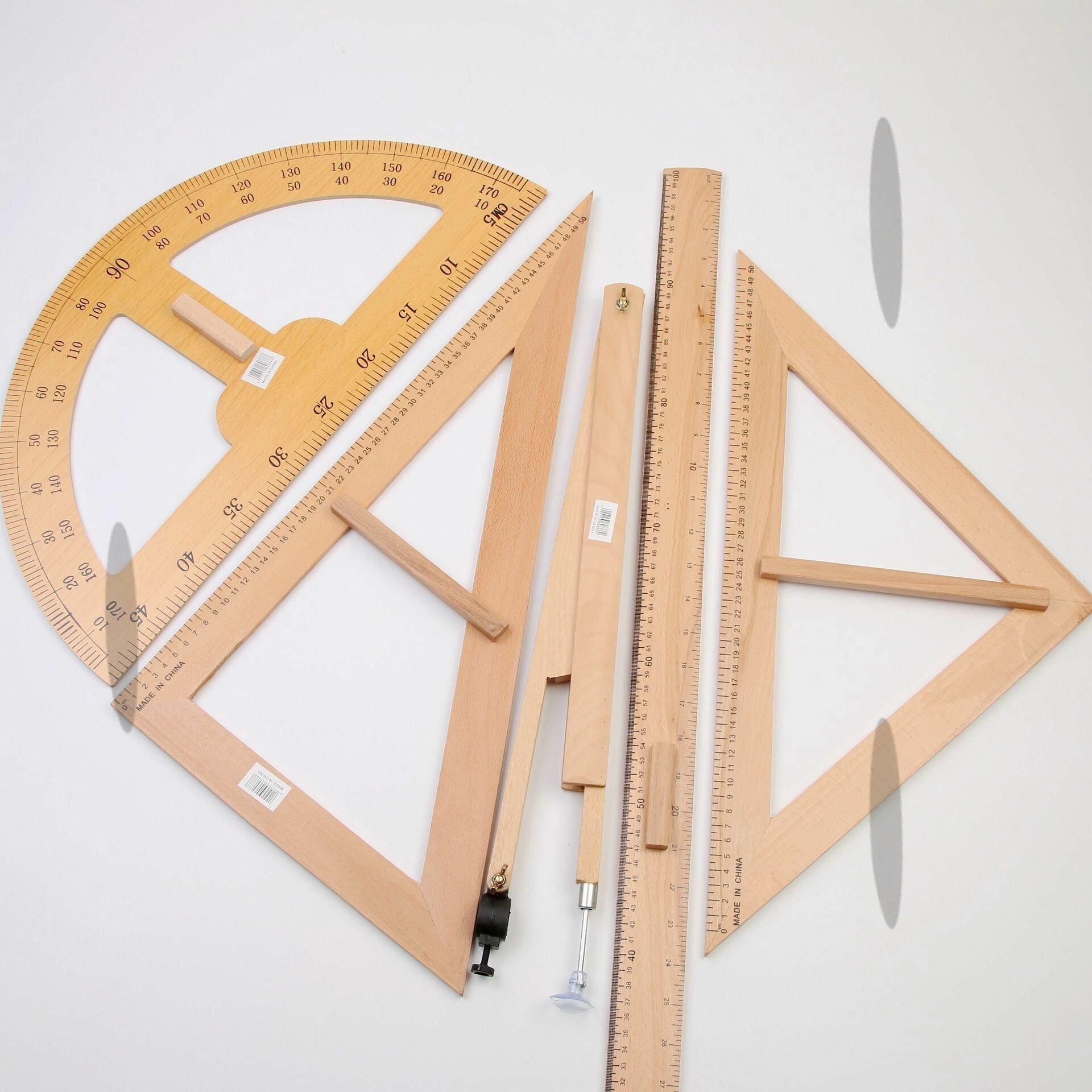 Деревянный набор для школьной доски, 5 предметов: 2 треугольника, 1 транспортир, 1 циркуль, 1 линейка, 1 наборLZ