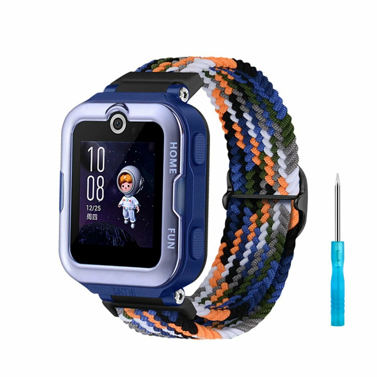 Эластичный тканевый ремешок для умных часов HUAWEI WATCH KIDS 4 Pro, Синий и белый