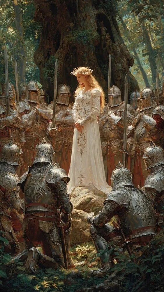 Алмазная Мозаика "Темная Фэнтези Романтика Рыцарь И Девушка", Круглые Бриллианты И Стразы, 40х50 См