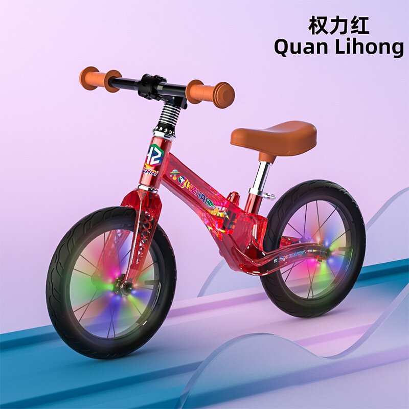 Детский балансировочный велосипед для детей 1-3-6-12 лет, без педалей, с мигающими огнями, двухколесный ходунок, обучающий самокат для мальчиков