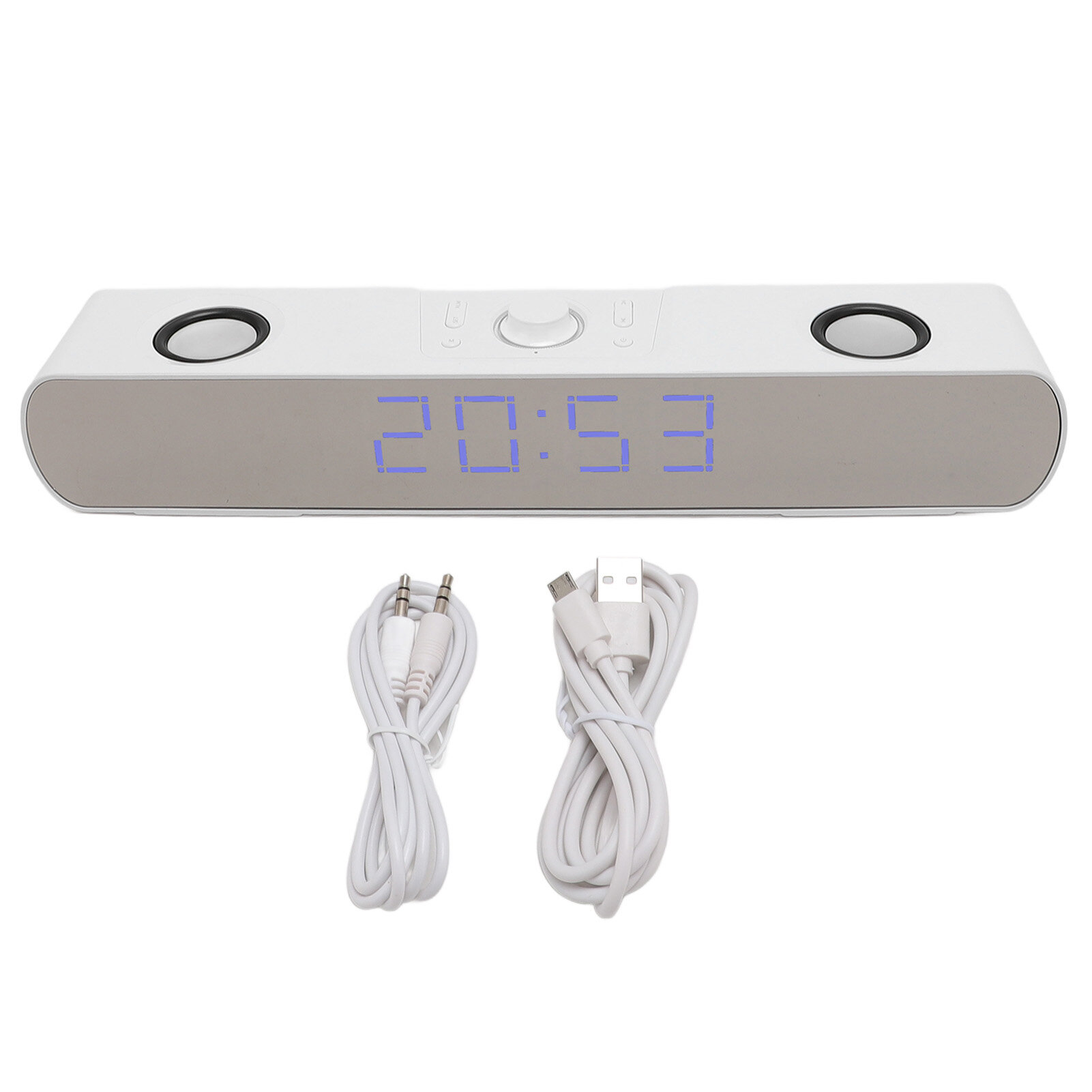 Компьютерная колонка Bluetooth Hi-Fi, стерео, встроенный сабвуфер, поддержка USB/AUX, игровая, с будильником и FM-радио, для ПК, ноутбука, белая.