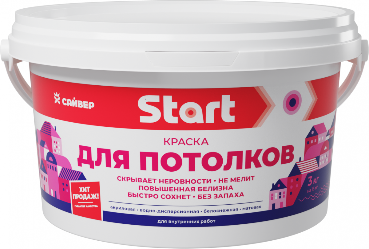Краска старт для потолков белоснеж 14КГ сайвер