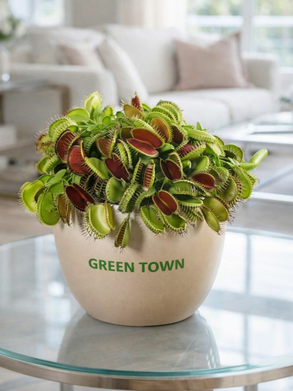 Венерина мухоловка GREEN TOWN, хищное, в горшке, розовый, 9 см