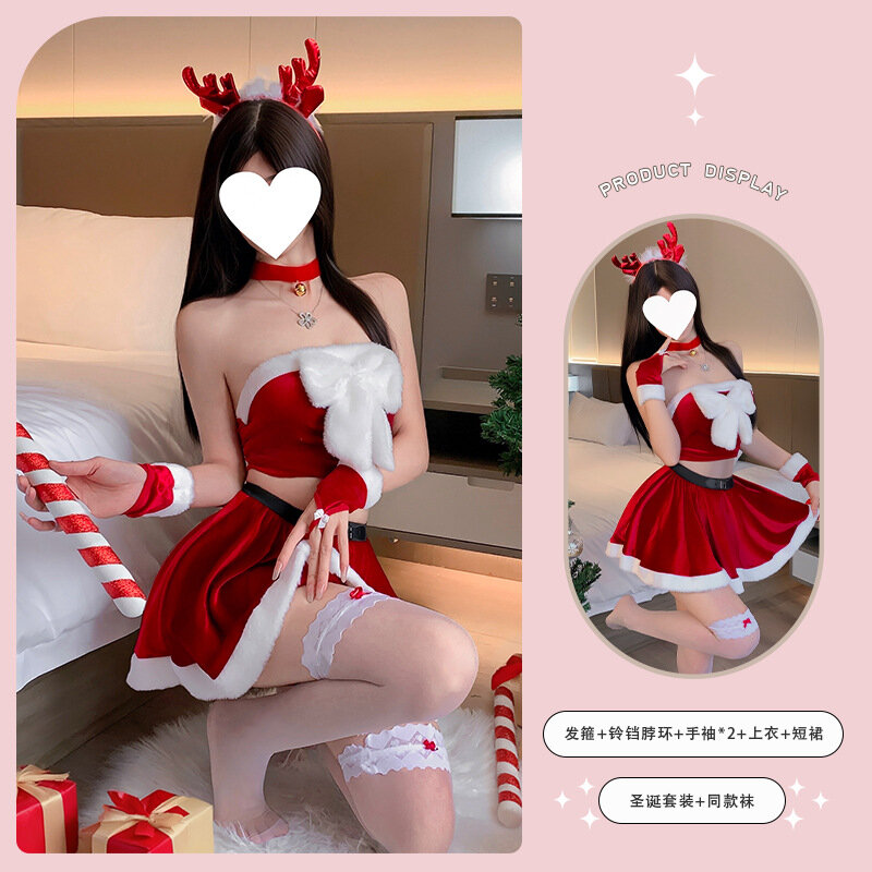 Сексуальное нижнее белье, рождественский костюм оленя, сексуальный косплей для женщин, новогодний боевой халат, сладкий костюм для выступлений интернет-знаменитостей, набор для свиданий