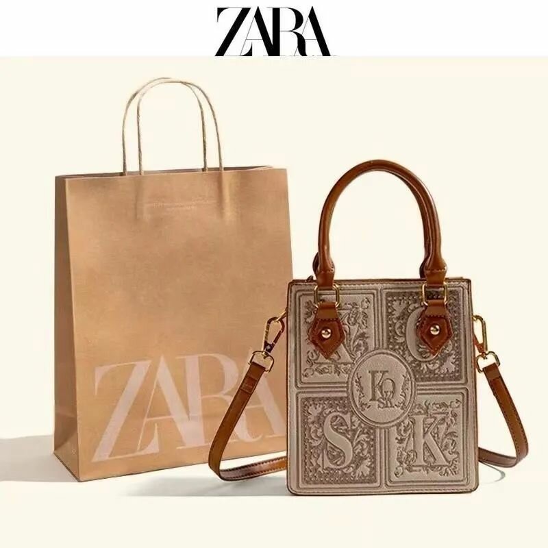 Zara Женская сумка через плечо, стильный спутник для города, Коричневый