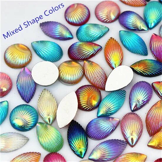 Стразы ракушки, 100 шт, Mix AB Color Shape