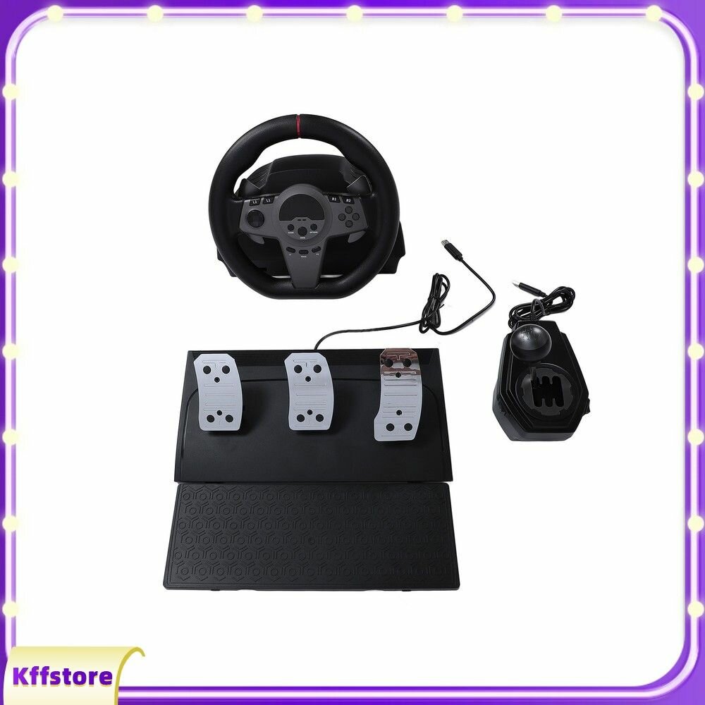 Игровое рулевое колесо с переключателем педалей. Динамическая LED обратная связь, 270 градусов, для ПК/Switch