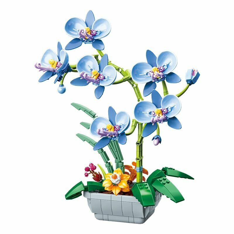 Конструктор 3Д JAKI Plante Бонсай синий цветок, 581 деталей - JK29011