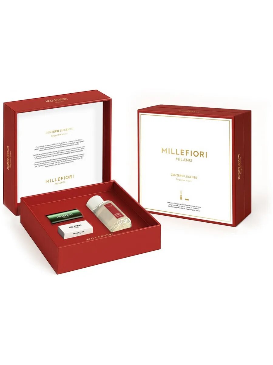 Millefiori Milano / Подарочный набор (Диффузор с палочками 100 мл. и Ароматизатор в авто) Сверкающий имбирь