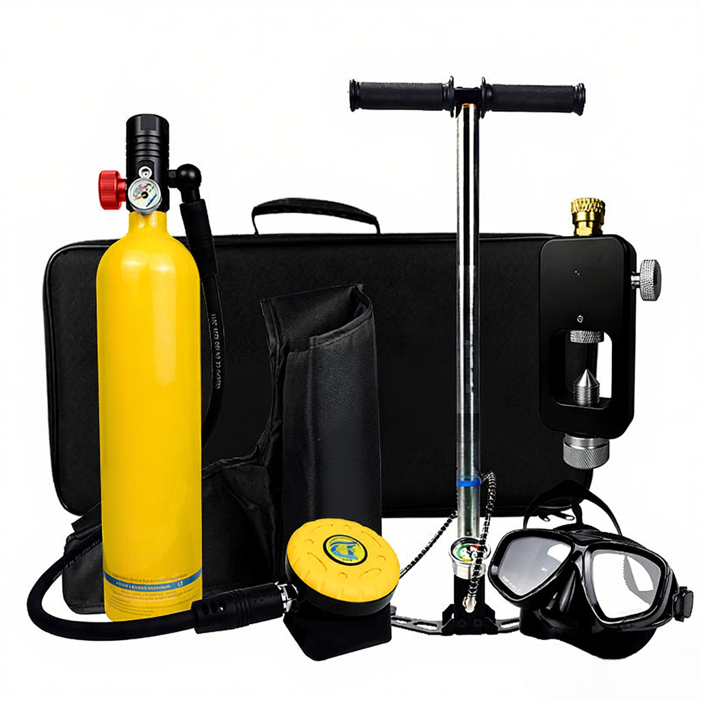 Газовый баллон для подводного плавления 1 л, баллон с кислородом для сноркелинга, устройство для подводного дыхания, время работы 20 минут, цвета Зеленый/Желтый, максимальное давление 3000PSI/200BAR/20MPA, модели А-А/А-В/В-А/В-В