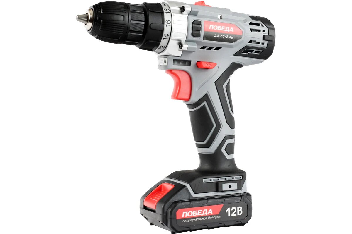 Дрель-шуруповёрт Победа ДА-12/2, 12В, быстрозажимной патрон, с Li-Ion аккумулятором
