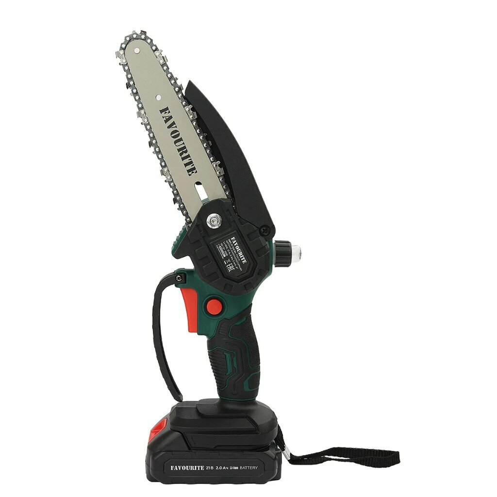 Аккумуляторная цепная мини-пила Favourite OBS 21 TG6 Bx, 21В, шина 15 см, 2 АКБ 2Ач, кейс, автосмазка цепи